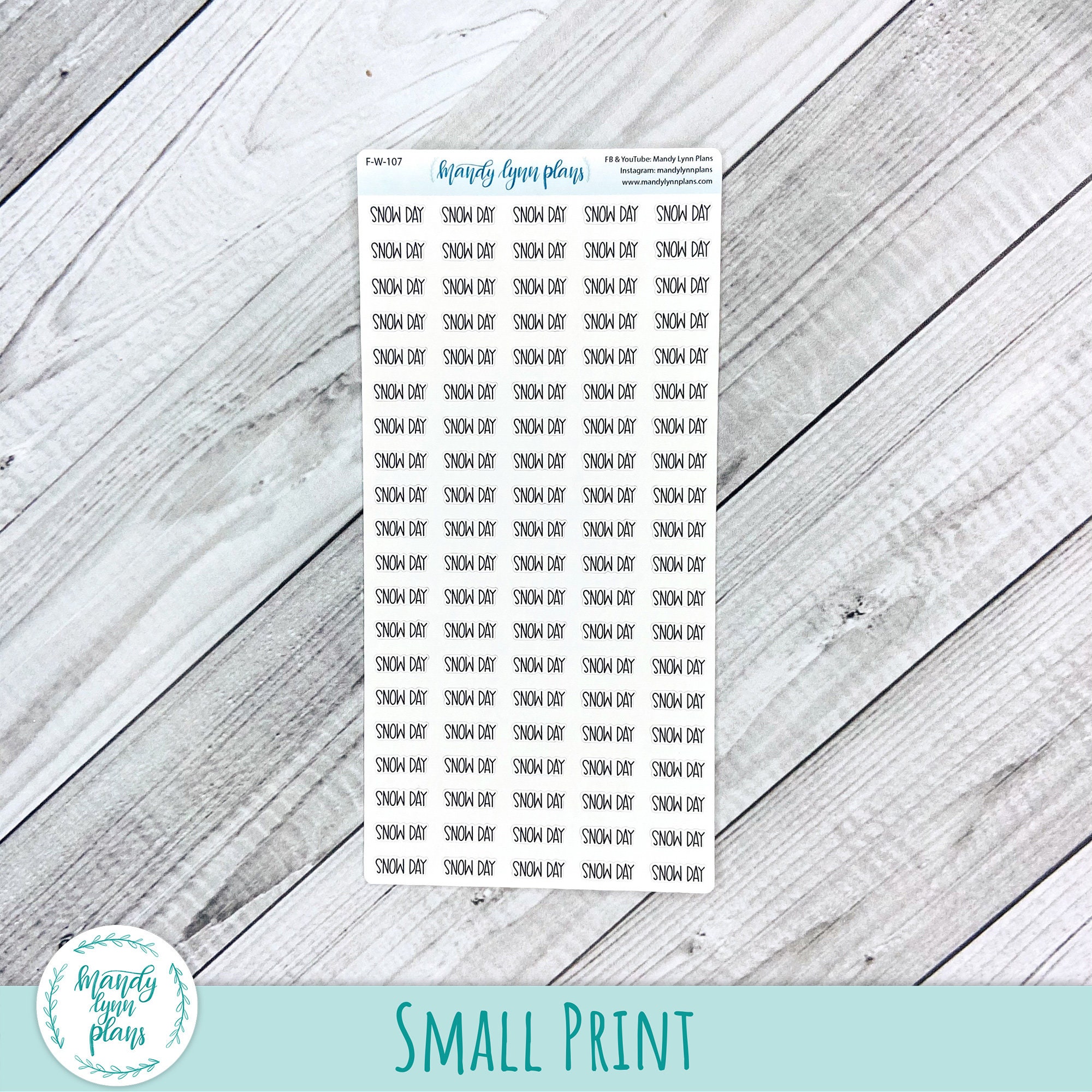 Snow Day Script Stickers Removable White Matte or Clear | Etsy