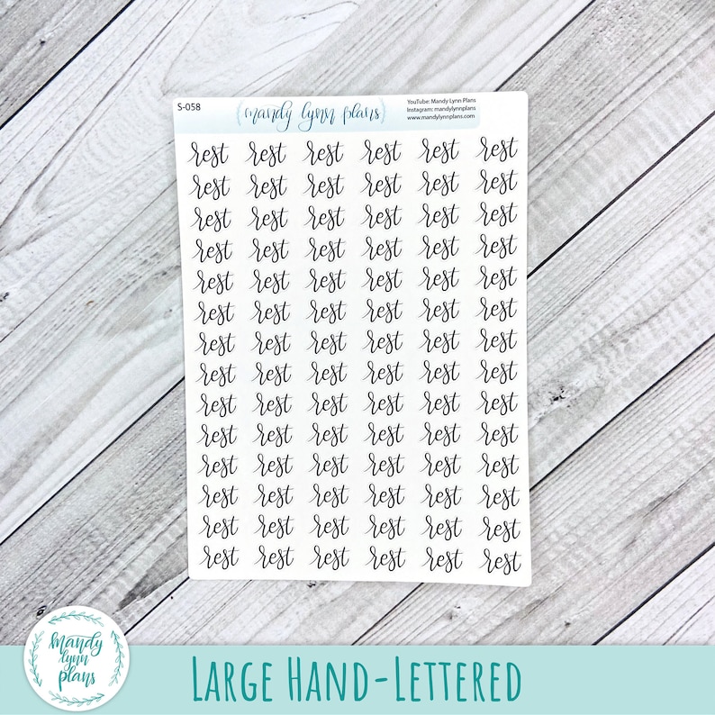 Rest Script Stickers 84 Removable White Matte or Clear | Etsy