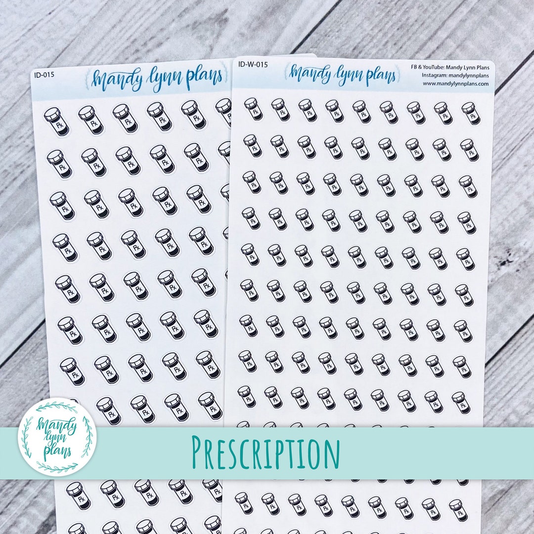 Prescription, Pill Bottle, Medication Planner Doodle Stickers ...