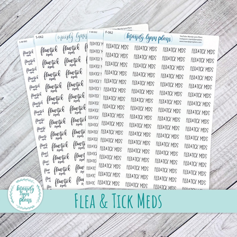 Flea and Tick Meds Script Sticker Removable White Matte or - Etsy