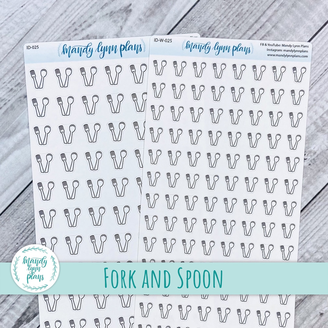 Fork and Spoon Planner Stickers: Meal Planning Doodles (white or Clear ...