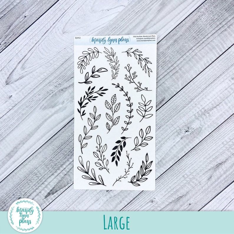 Botanical Line Drawing Planner Sticker Doodles || Removable White Matte ...