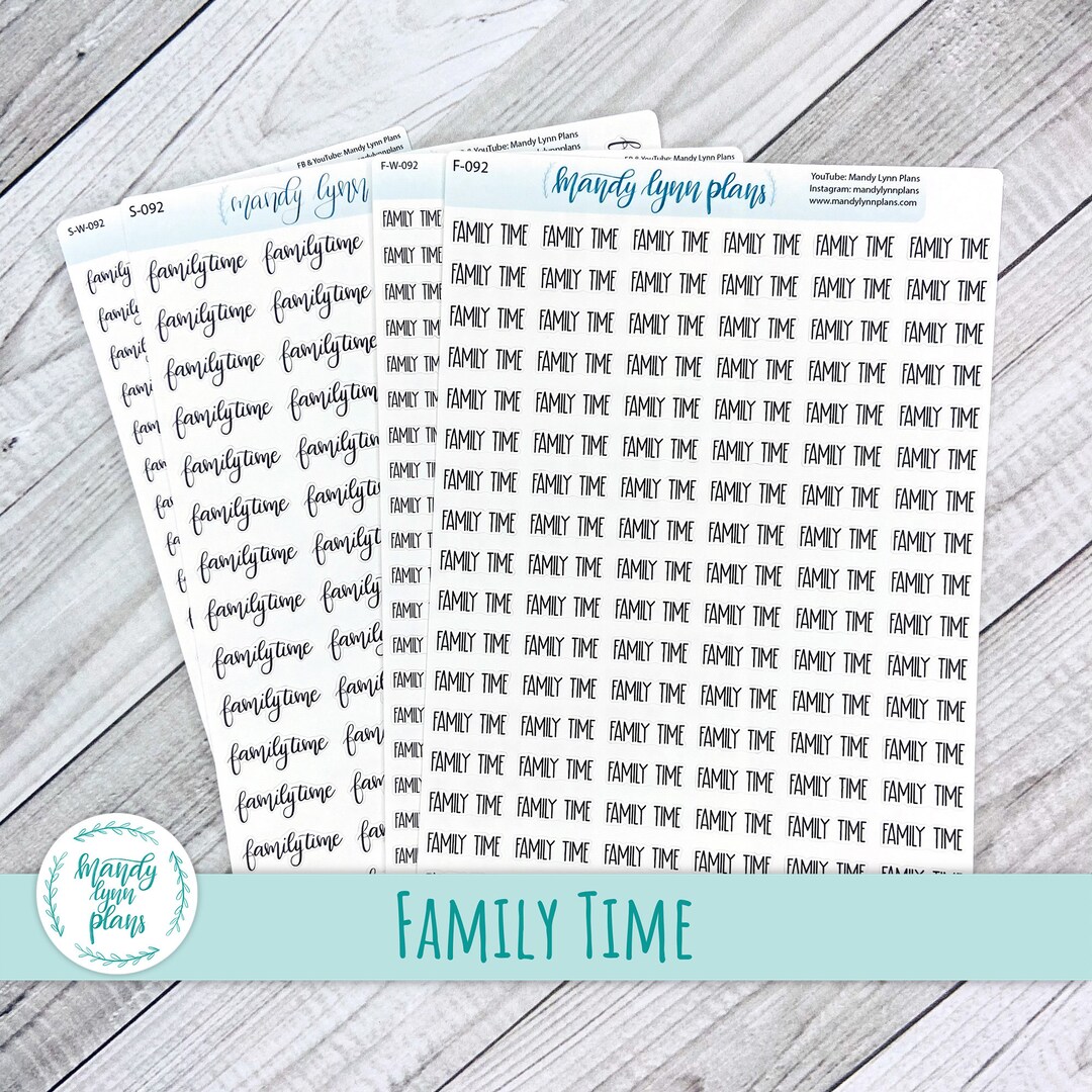 Family Time Script Stickers Removable White Matte or Clear Matte ...