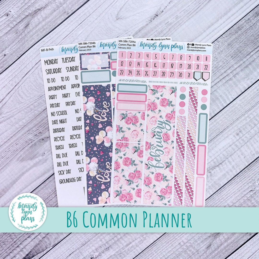 February 2023 B6 Common Planner Monthly Sticker Kit Love Removable ...