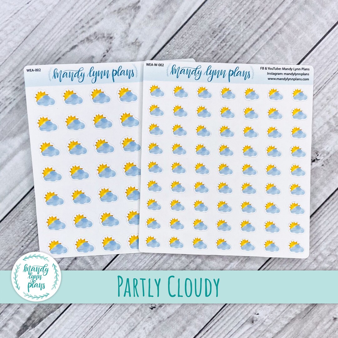 Partly Cloudy Weather Planner Stickers: Removable Matte Stickers - Etsy