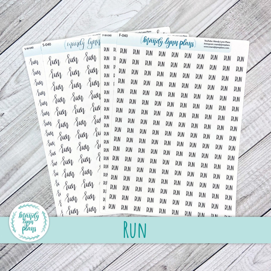 Run Script Stickers Removable White Matte or Clear Matte - Etsy