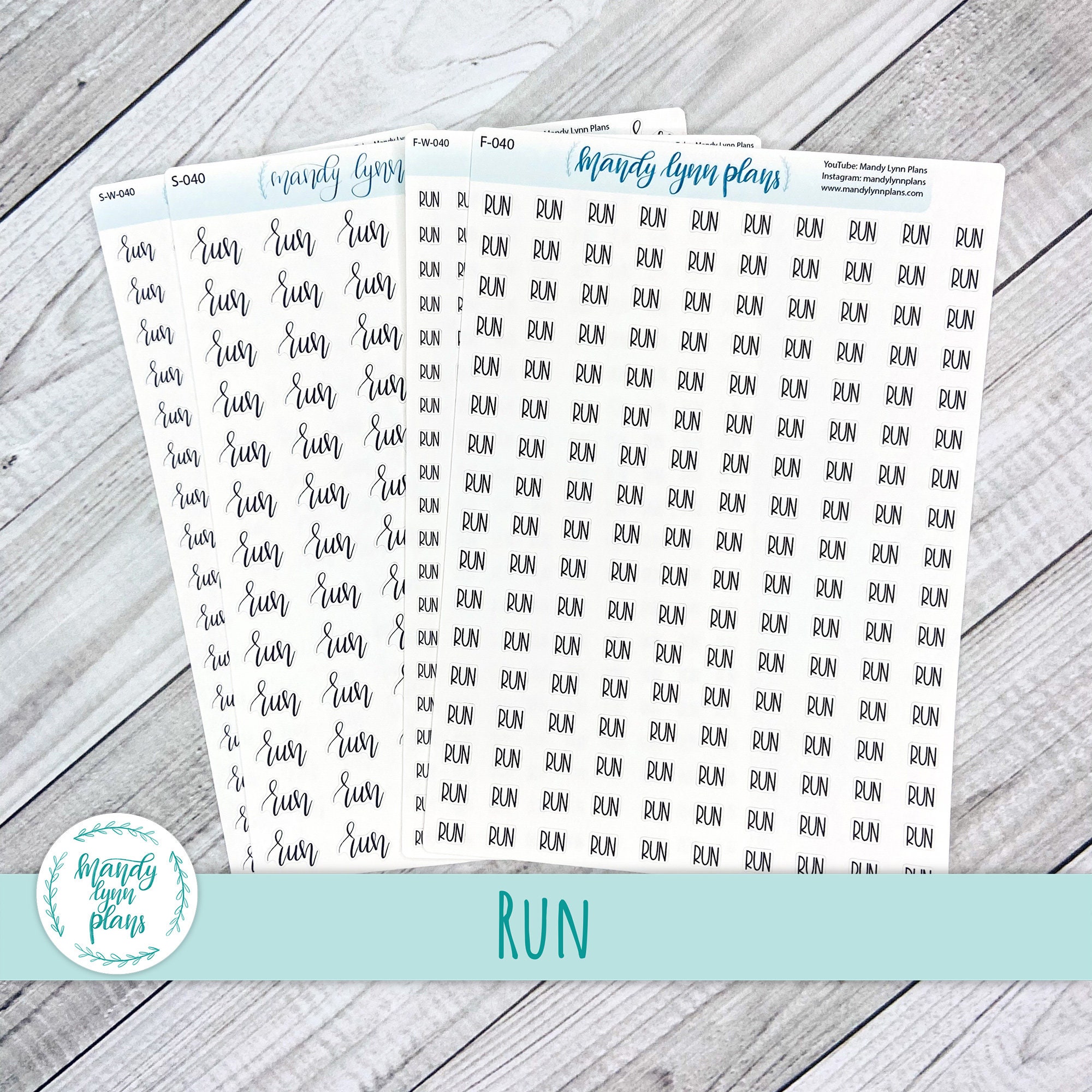 Run Script Stickers Removable White Matte or Clear Matte | Etsy