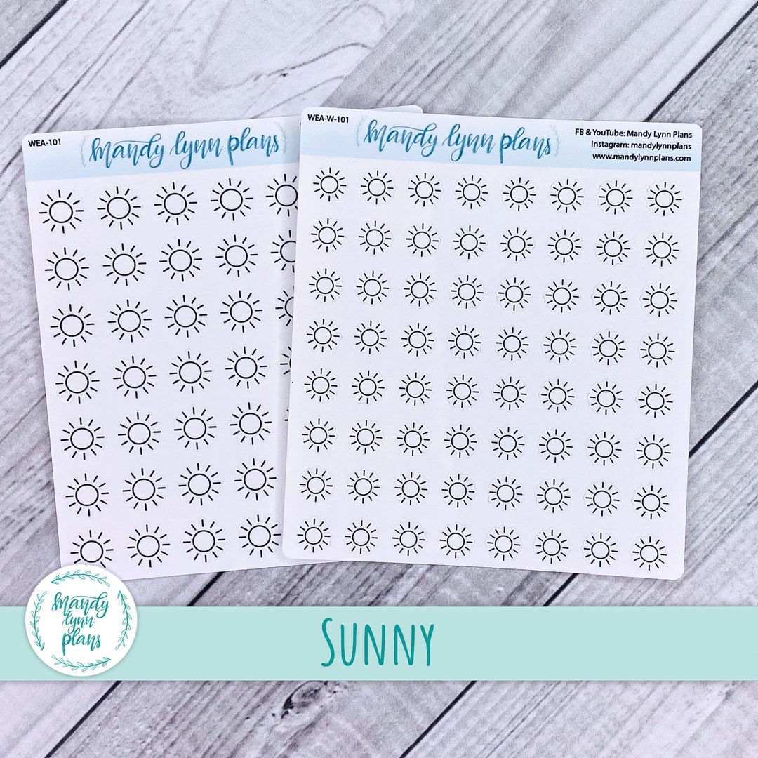 Sunny Weather Planner Stickers: Black Line Art (101) - Etsy