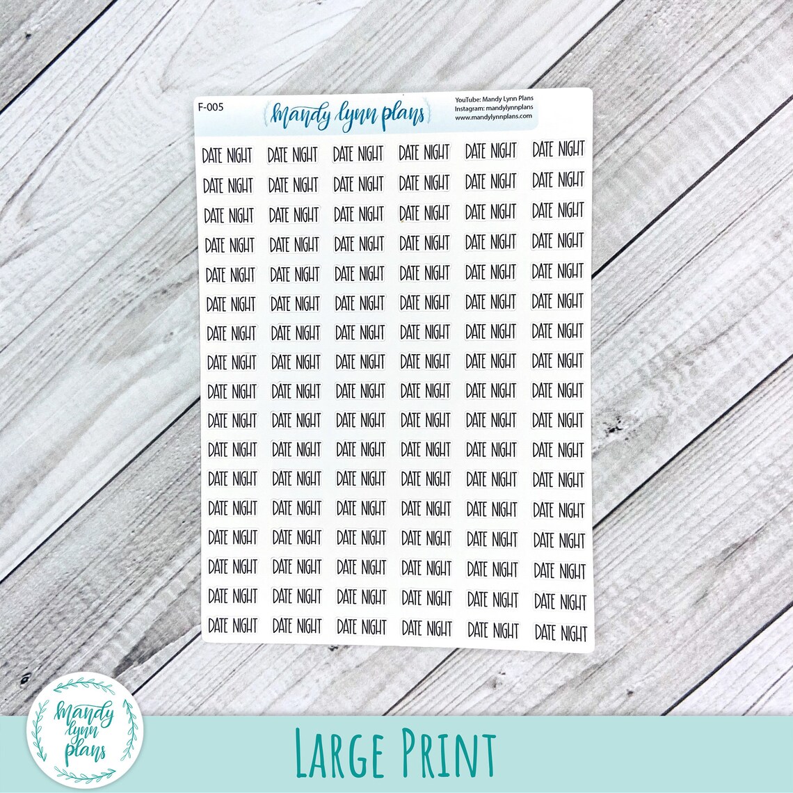 Date Night Script Stickers Removable White Matte or Clear | Etsy