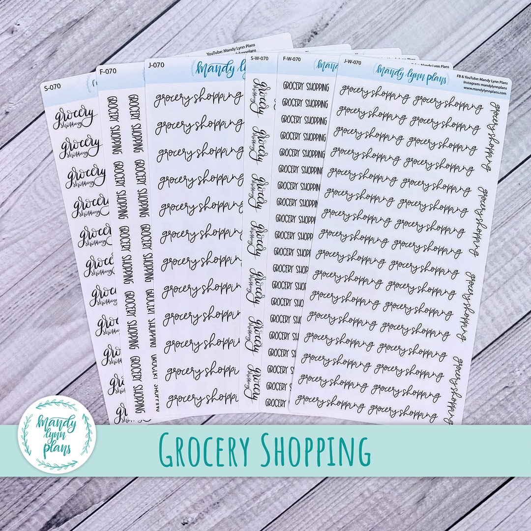 Grocery Shopping Script Stickers Removable White Matte or Clear Matte ...
