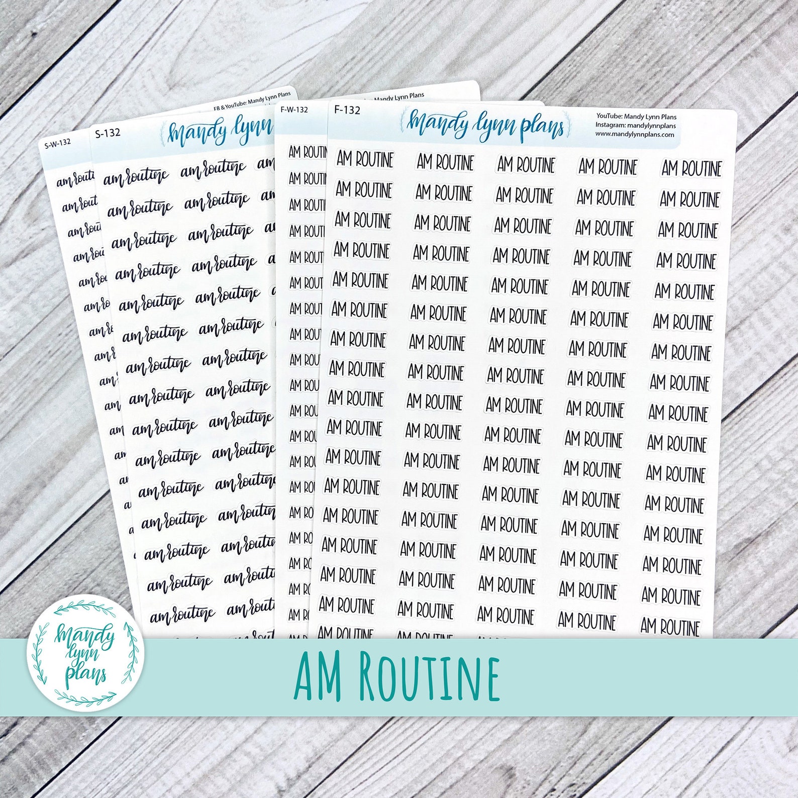 AM Routine Script Stickers Removable White Matte or Clear | Etsy