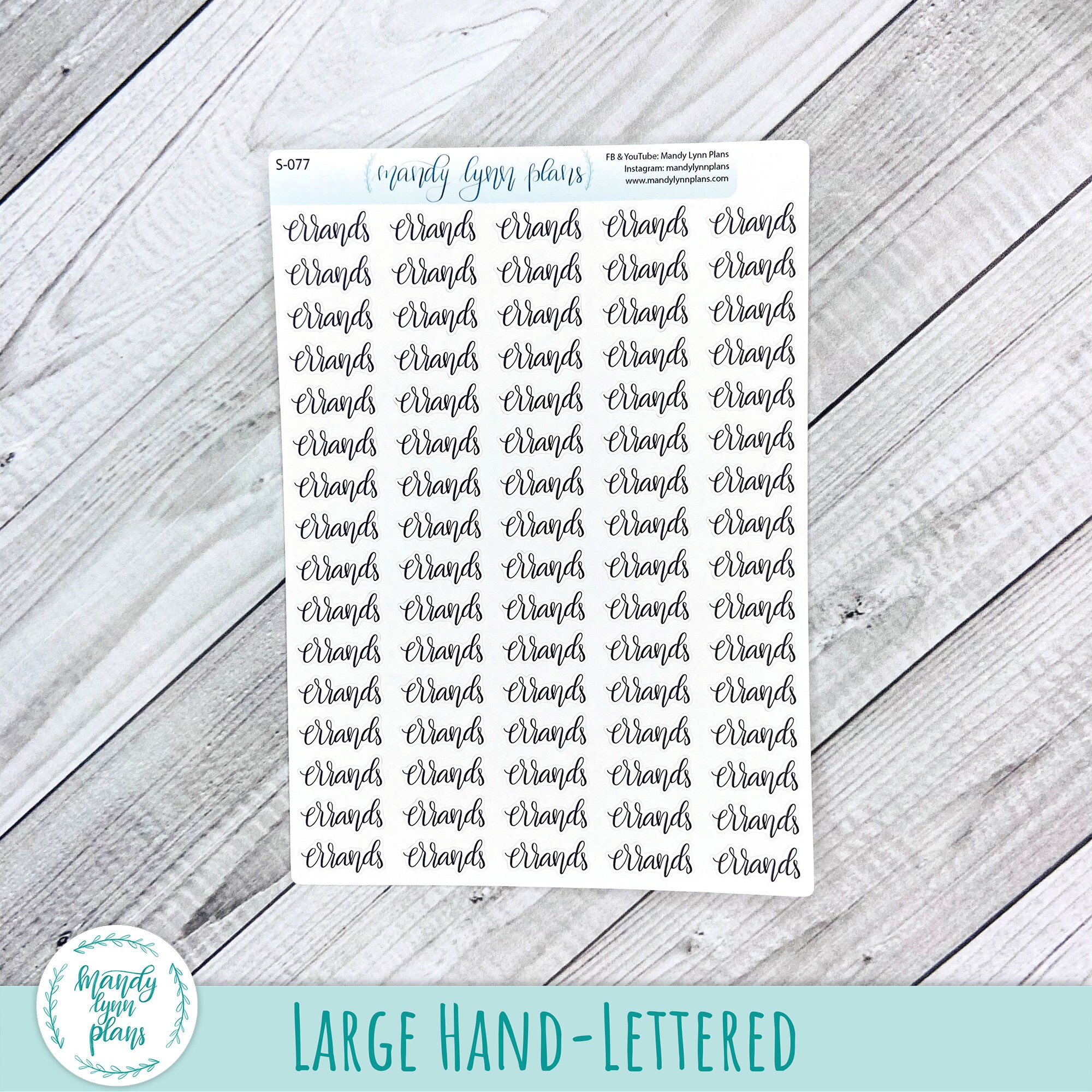 Errands Script Stickers Removable White Matte or Clear | Etsy