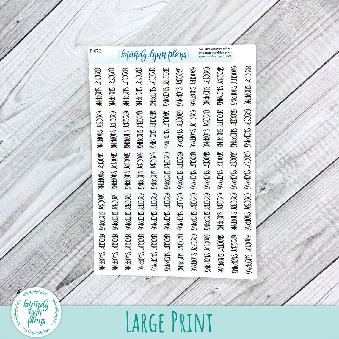 Grocery Shopping Script Stickers Removable White Matte or | Etsy