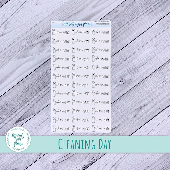 Cleaning Day Functional Icon Script Stickers Minimalist | Etsy