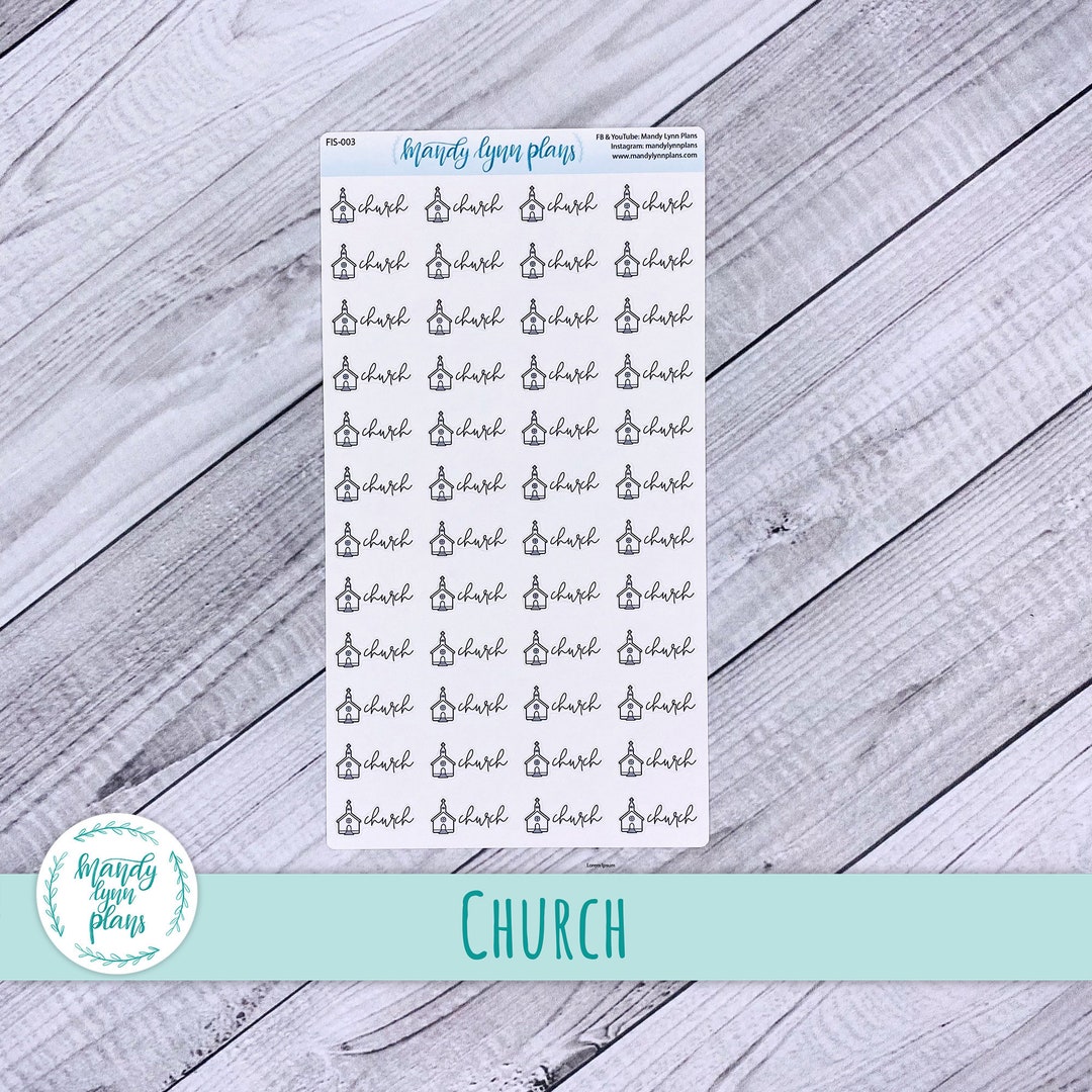 Church Functional Icon Script Stickers || Minimalist Black and White ...