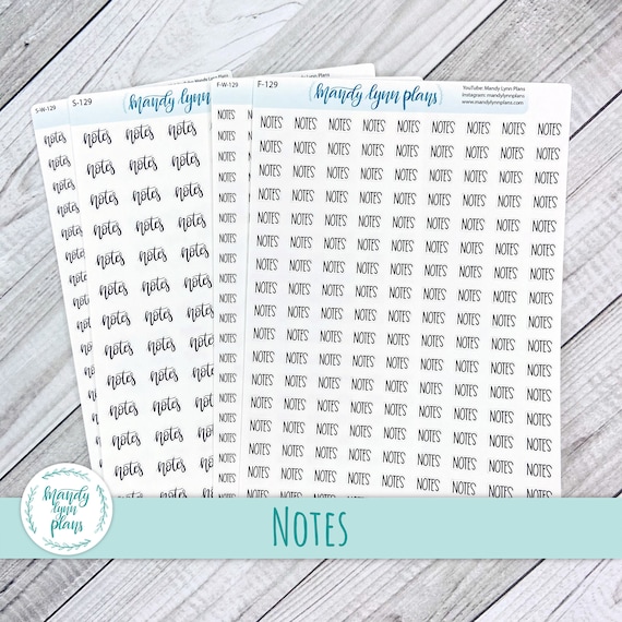 Notes Script Stickers Removable White Matte or Clear Matte | Etsy