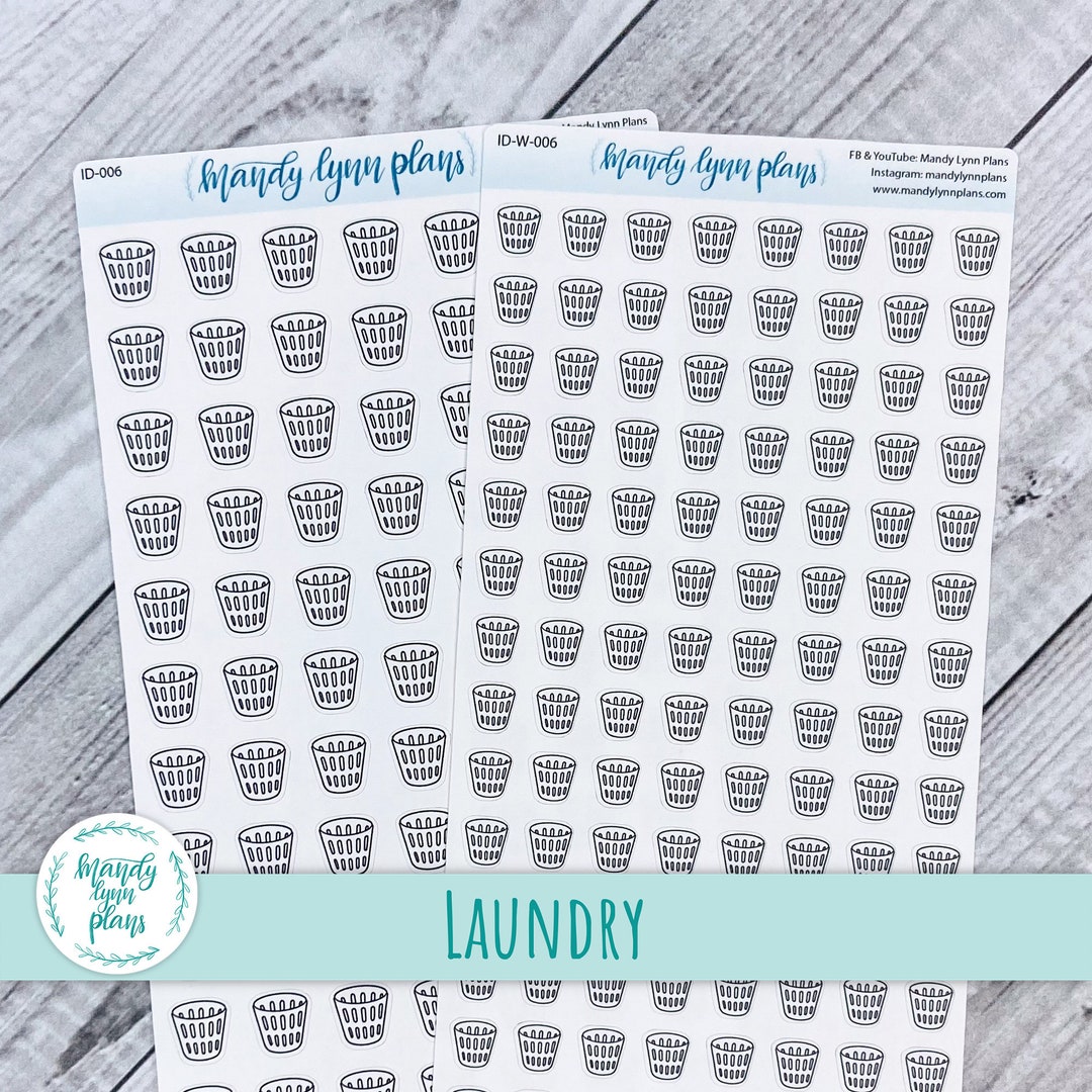 Laundry Basket Planner Stickers: White or Clear Matte (006) - Etsy