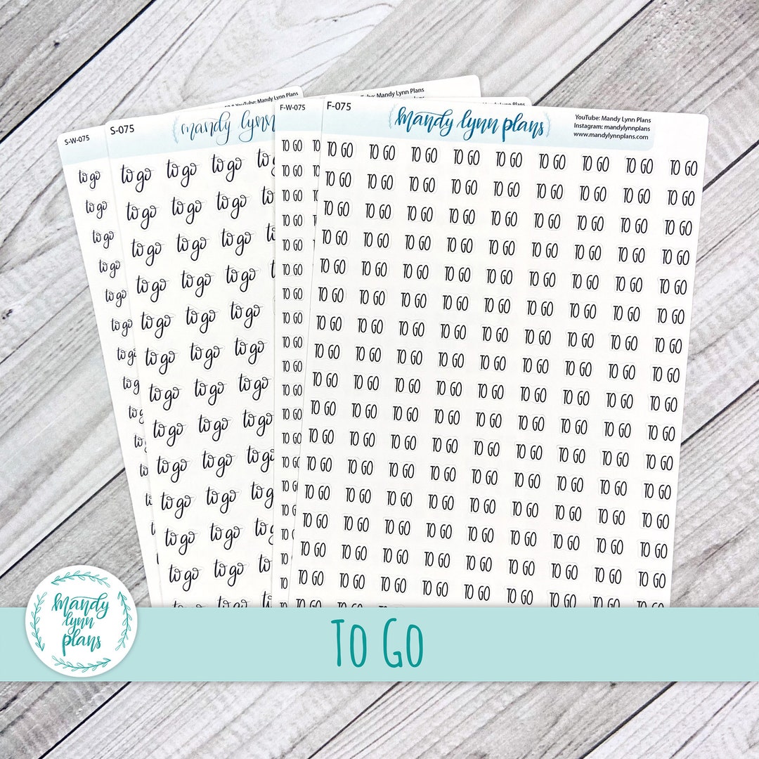 To Go Script Stickers Removable White Matte or Clear Matte - Etsy