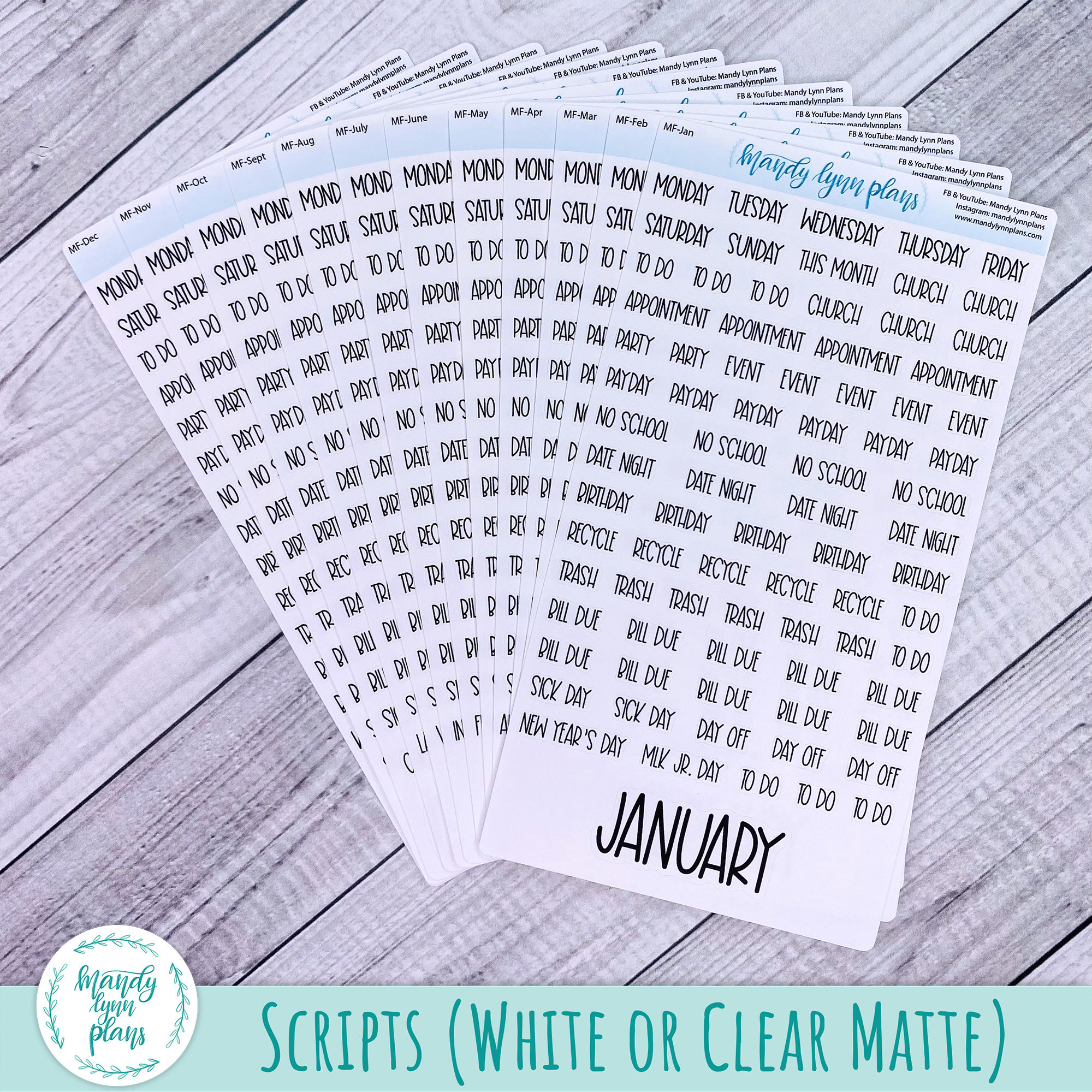 Whole Year Bundle || 3 Design Options || 12 Any Month Kits || Hobonichi ...