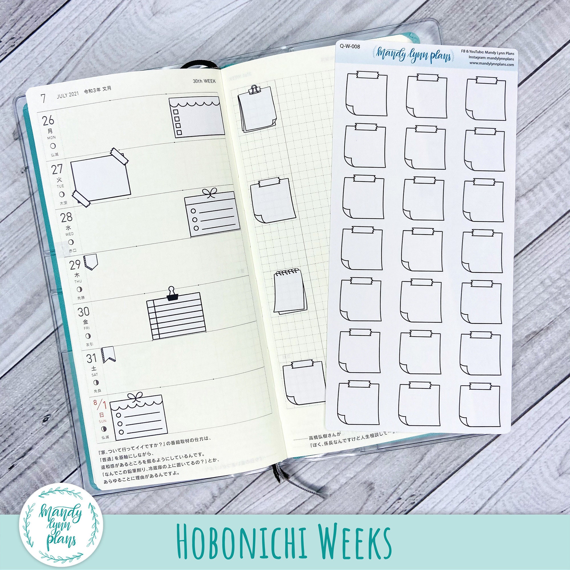 Sticky Note With Tape Planner Sticker Doodles Hobonichi and - Etsy