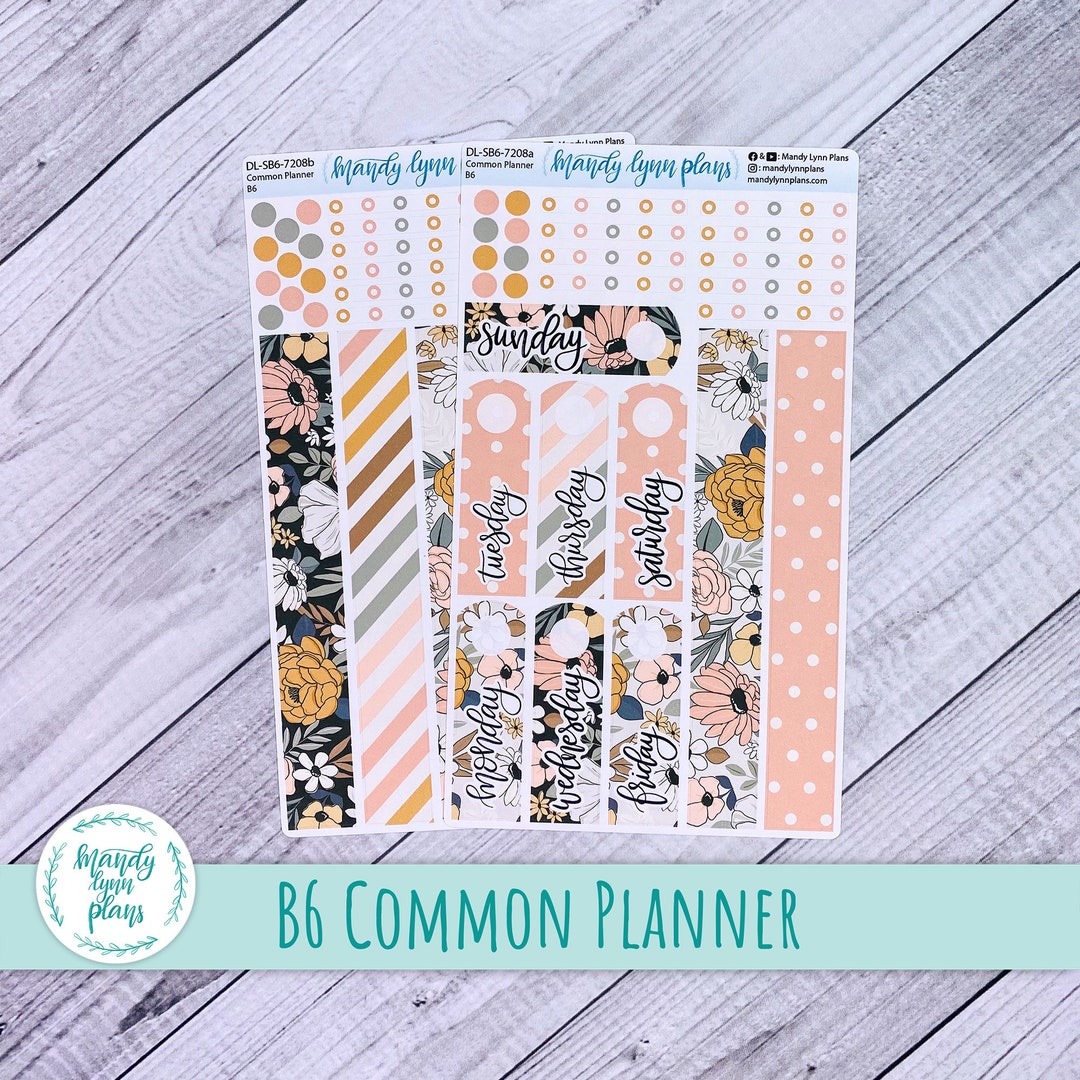 B6 Common Planner Daily Page Sticker Kit || Boho Floral || Hand ...