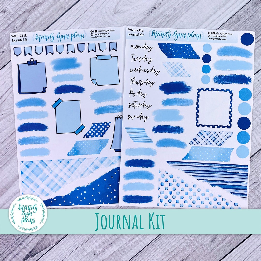 Azure Blue Journal Sticker Kit || Removable or Clear Matte Journal and ...