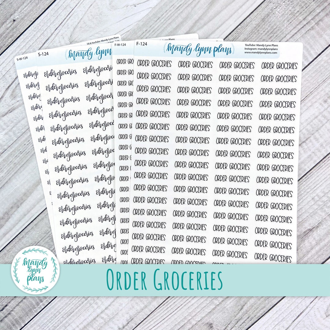 Order Groceries Script Stickers || Removable White Matte or Clear Matte ...