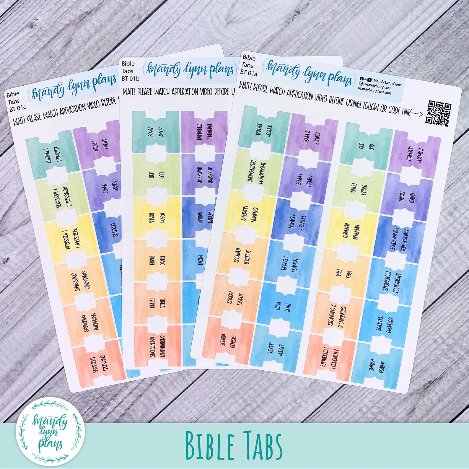 12 Color Options Watercolor Bible Tabs 66 Books and 6 - Etsy