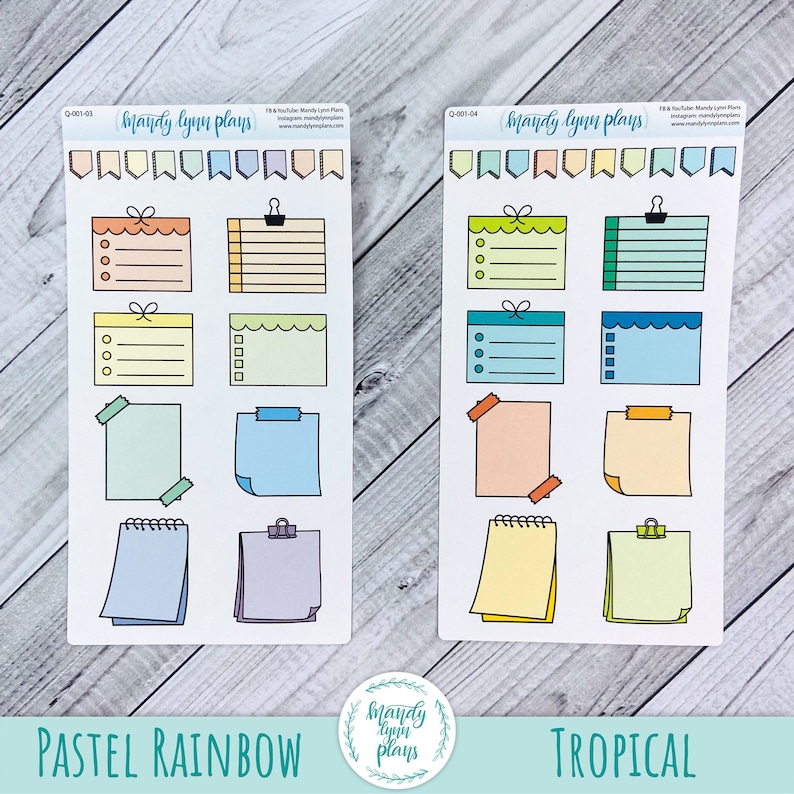 Colored Sticky Note Notebook Flag Half Box Bow Notes | Etsy