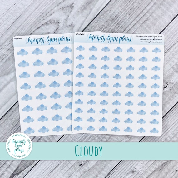 Cloudy Clouds Summer Spring Fall Winter Weather Stickers | Etsy