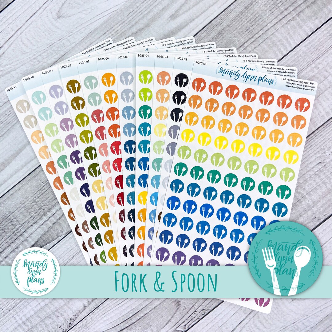 Fork & Spoon Planner Stickers: 84 Removable Meal Icons - Etsy