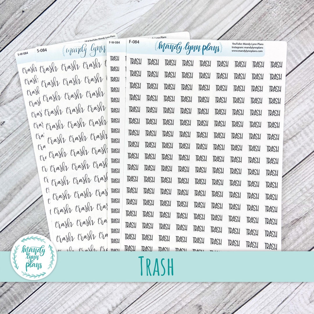 Trash Script Stickers Removable White Matte or Clear Matte Stickers ...