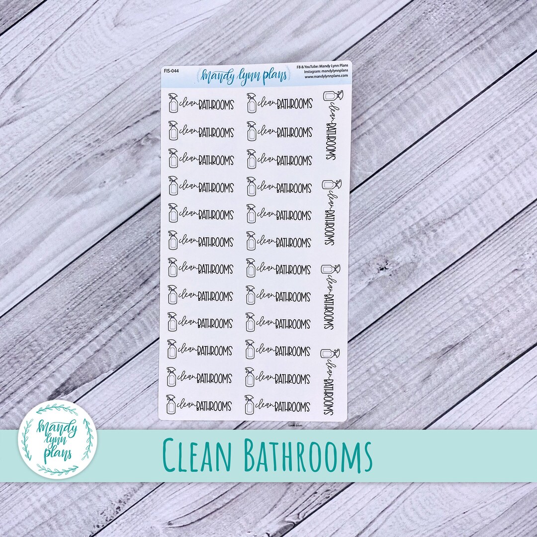 Clean Bathrooms Functional Icon Script Stickers || Minimalist Black and ...