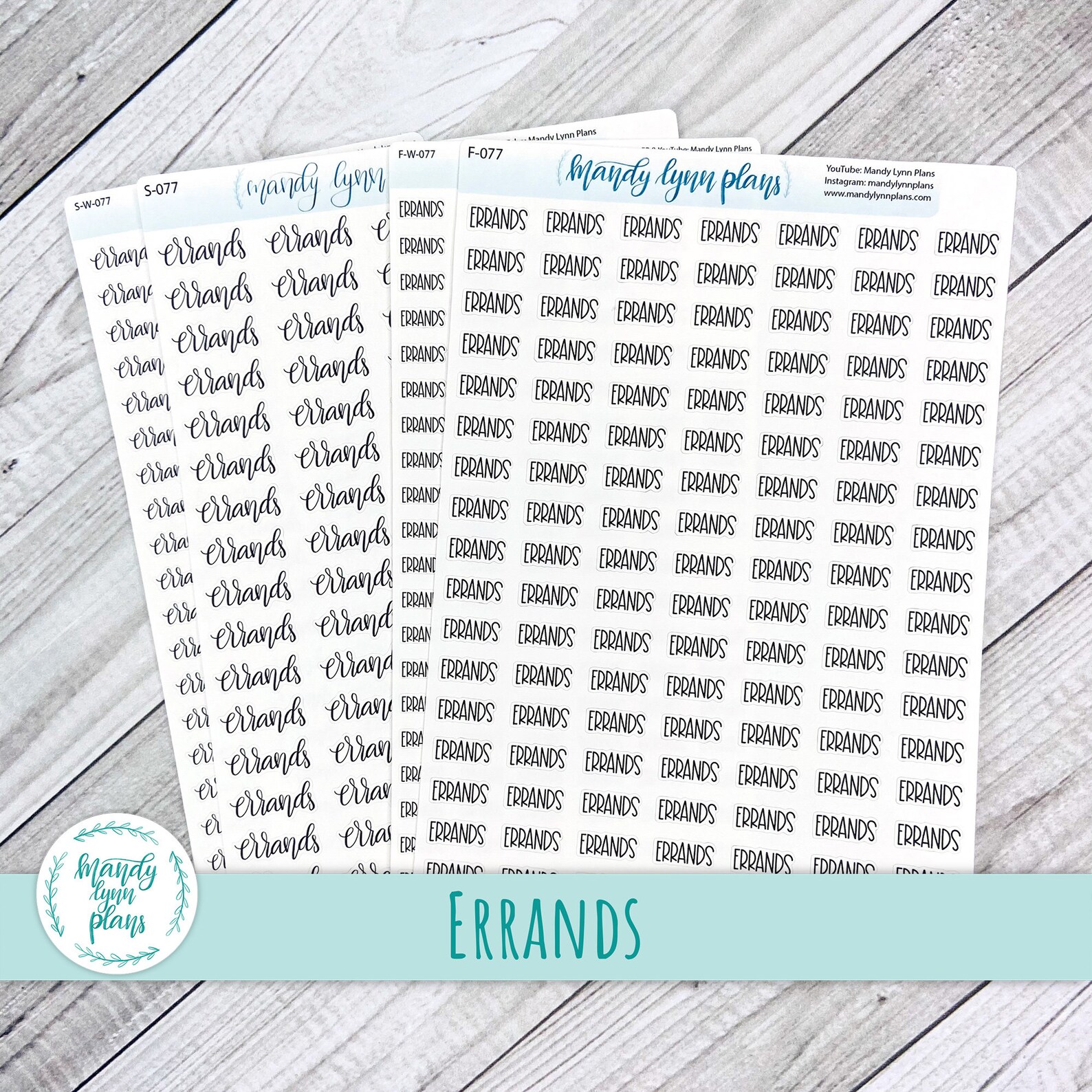 Errands Script Stickers Removable White Matte or Clear | Etsy