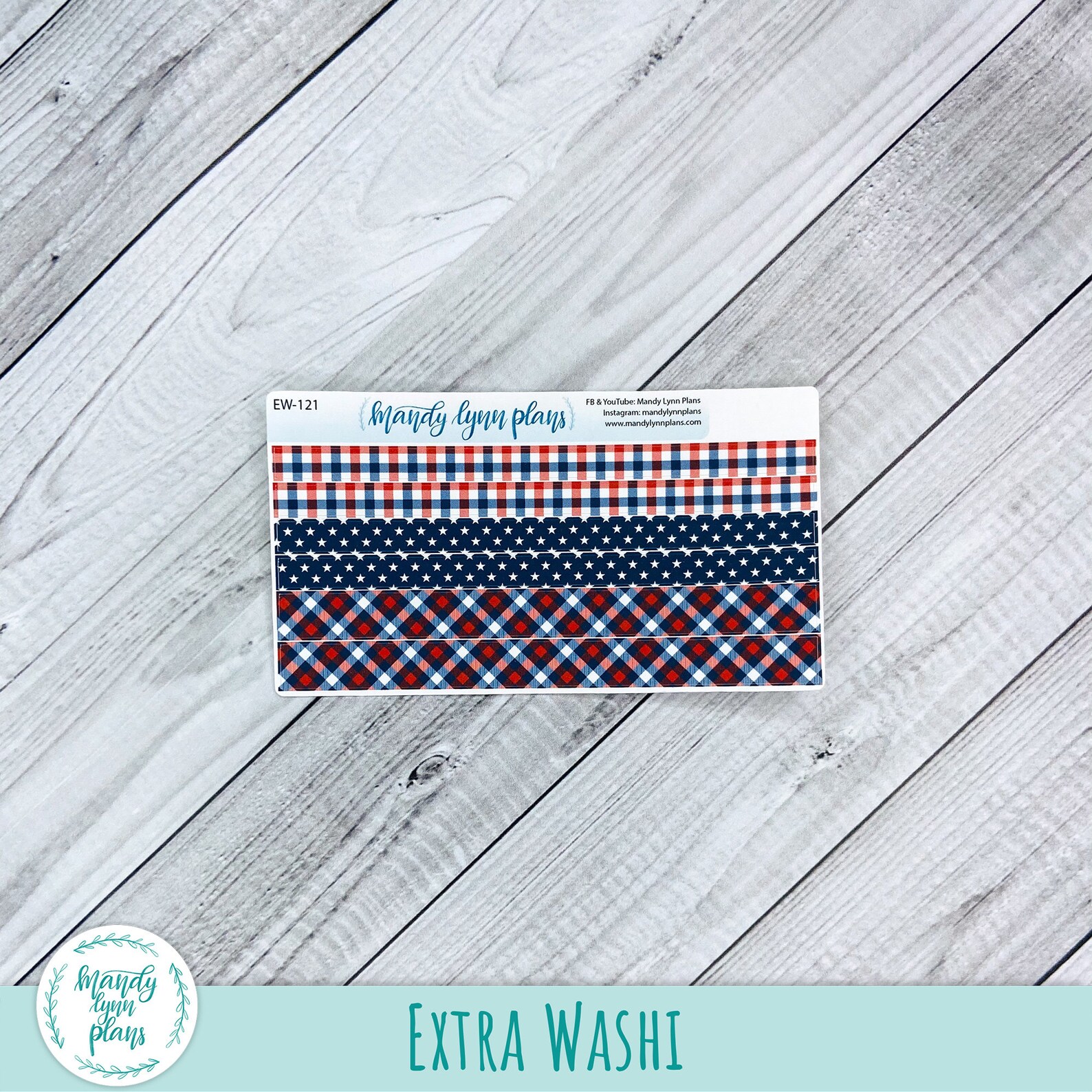 Patriotic Plaid Add-ons Washi Clipart Deco Full Boxes | Etsy