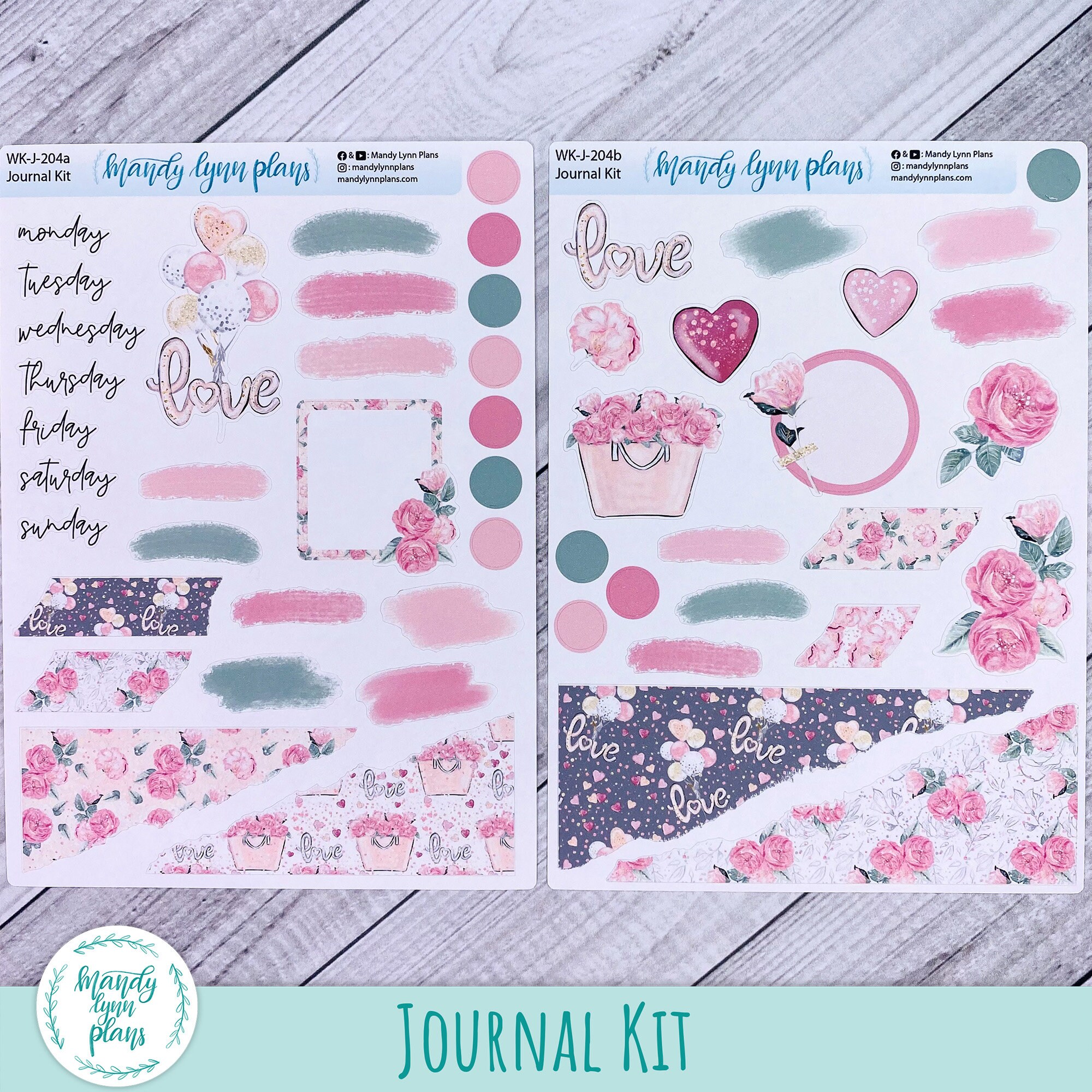 Love Journal Sticker Kit Removable or Clear Matte Stickers - Etsy
