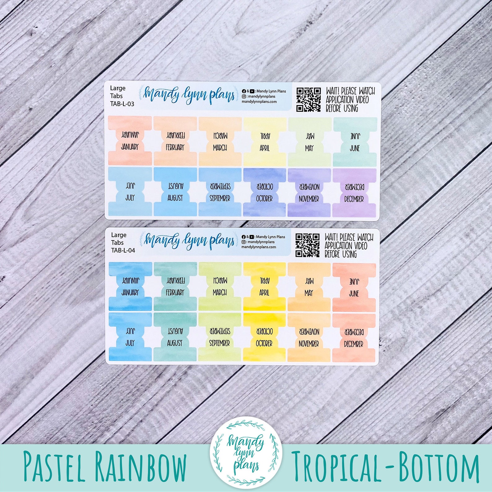 Watercolor Planner Tabs Month Name Number Blank Tab 12 - Etsy