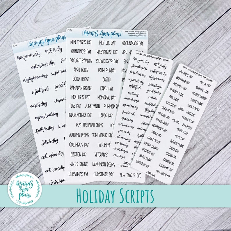 Holiday Script Stickers Removable White Matte or Clear - Etsy