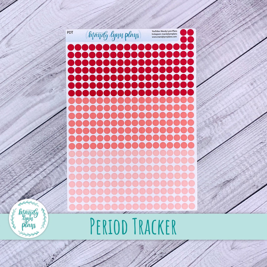 Period Tracker || Red & Pink Colored Planner Dots || Mensuration Cycle ...