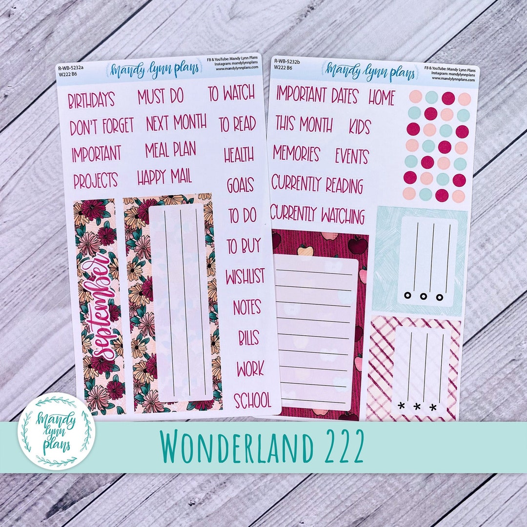 September Monthly Dashboard Notes Page Wonderland 222 A5, B6, and A6 ...