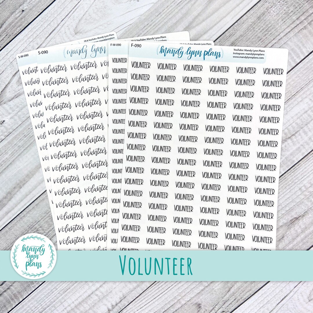 Volunteer Script Stickers || Removable White Matte or Clear Matte ...