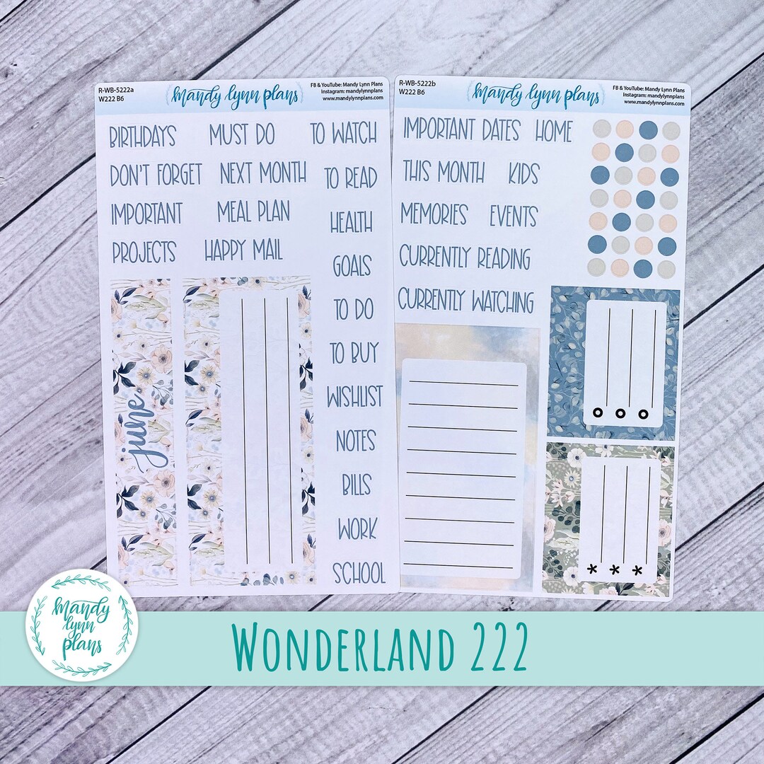 June Monthly Dashboard Notes Page Wonderland 222 A5, B6, and A6 ...