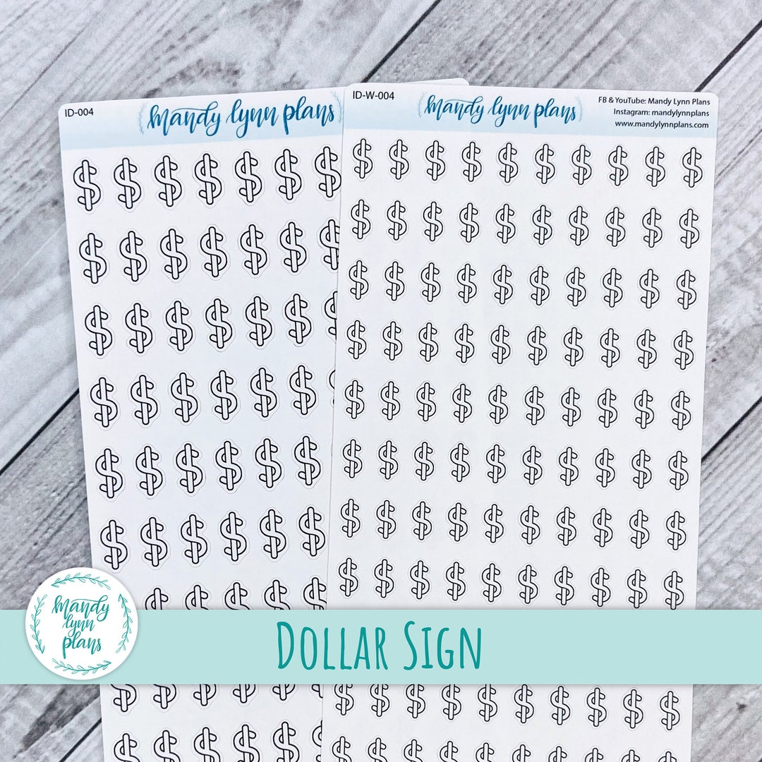 Dollar Sign Planner Stickers: White or Clear Matte - Etsy