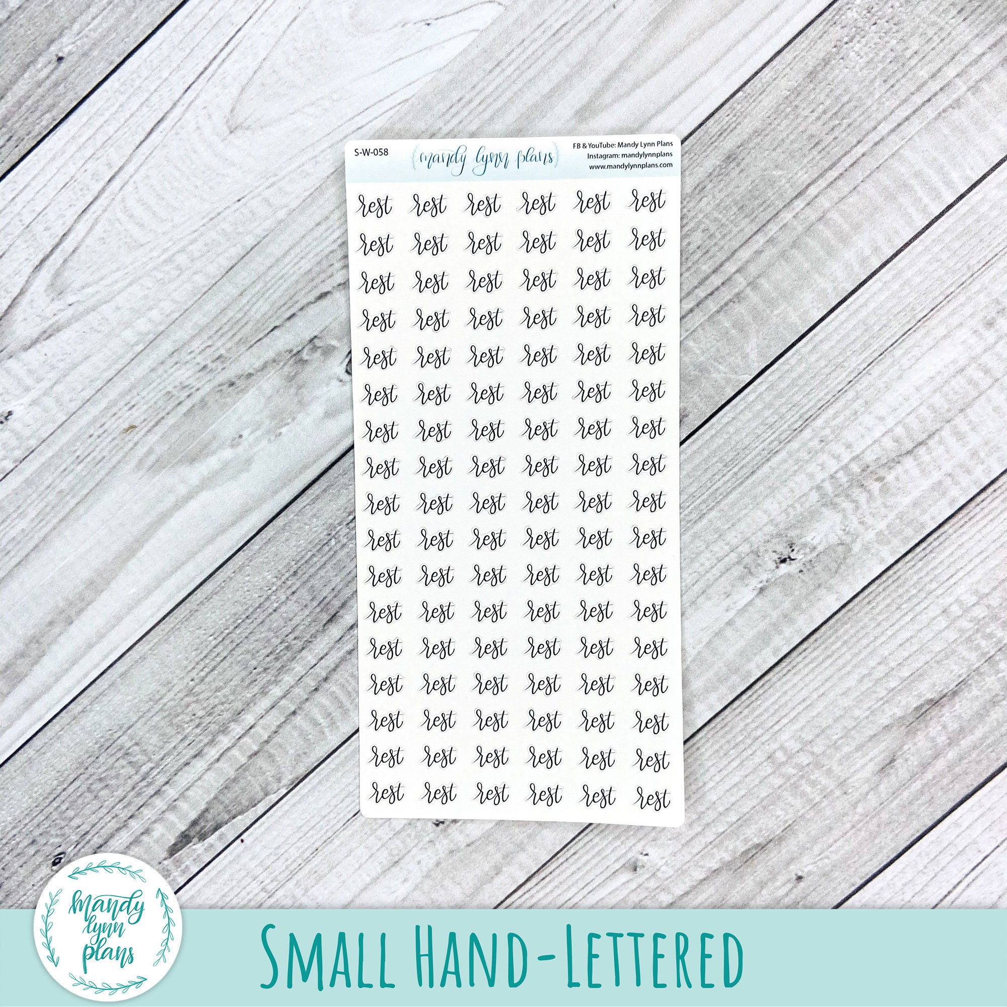 Rest Script Stickers 84 Removable White Matte or Clear | Etsy