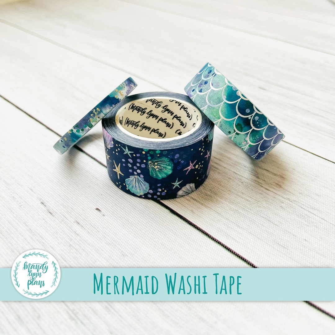 Set of 3**washi Tape || Mermaid || Silver Holographic Foiled, Masking ...