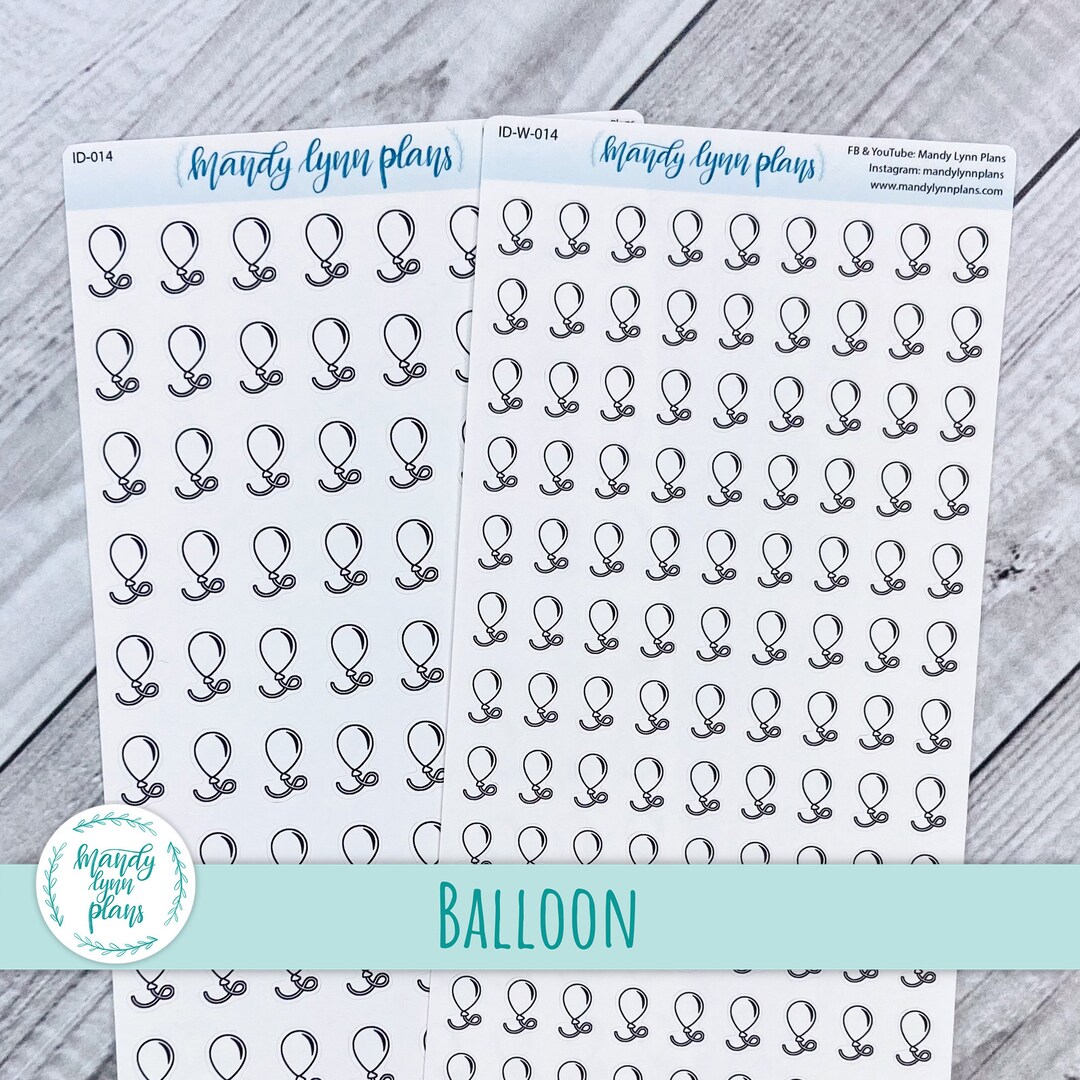 Balloon Doodle Planner Stickers: White or Clear Matte - Etsy
