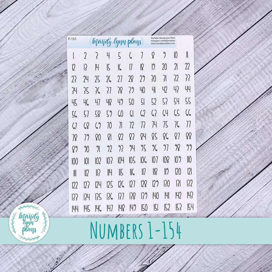 Numbers 1-156 Script Stickers: Minimalist Planner Countdown (matte or ...