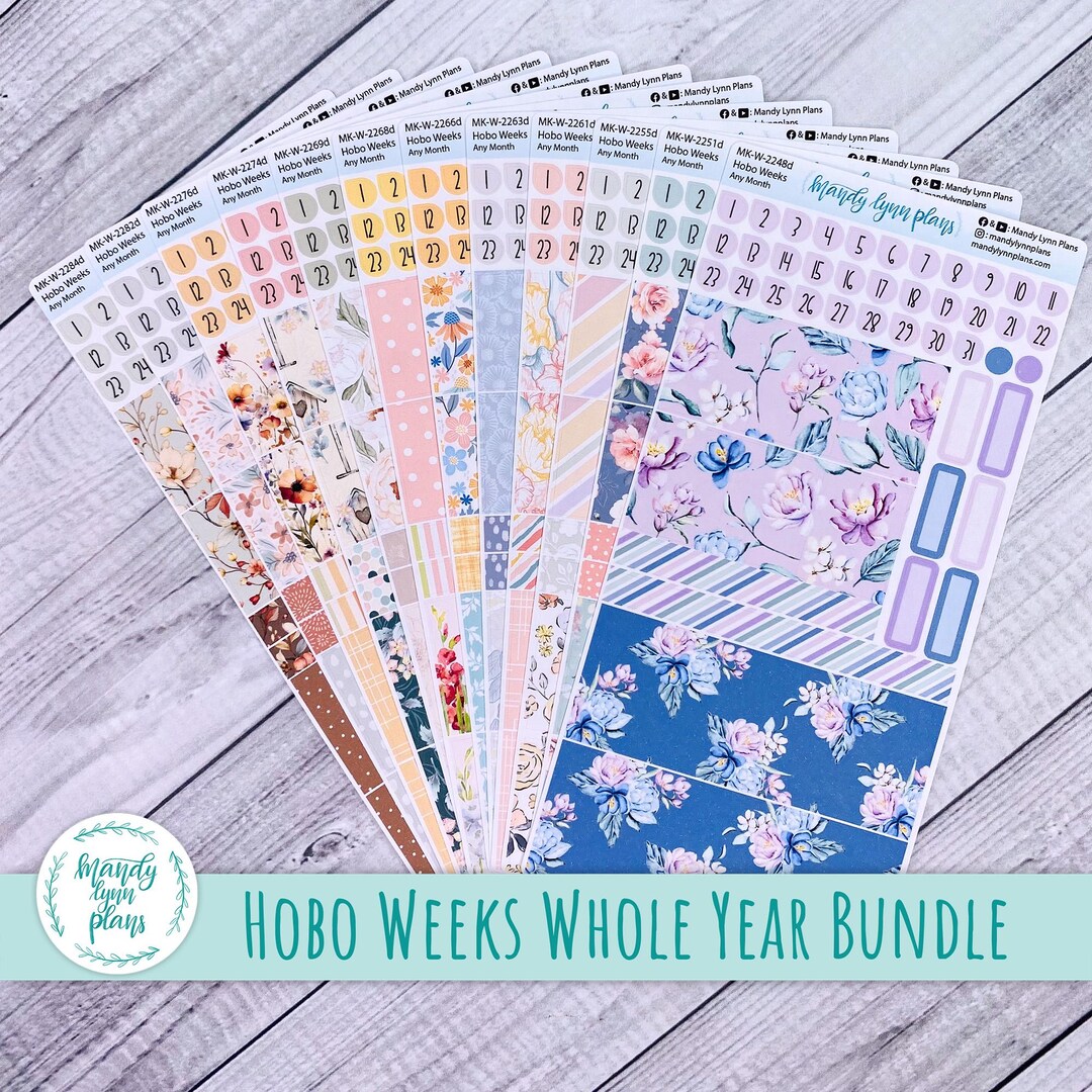Whole Year Bundle || 3 Design Options || 12 Any Month Kits || Hobonichi ...