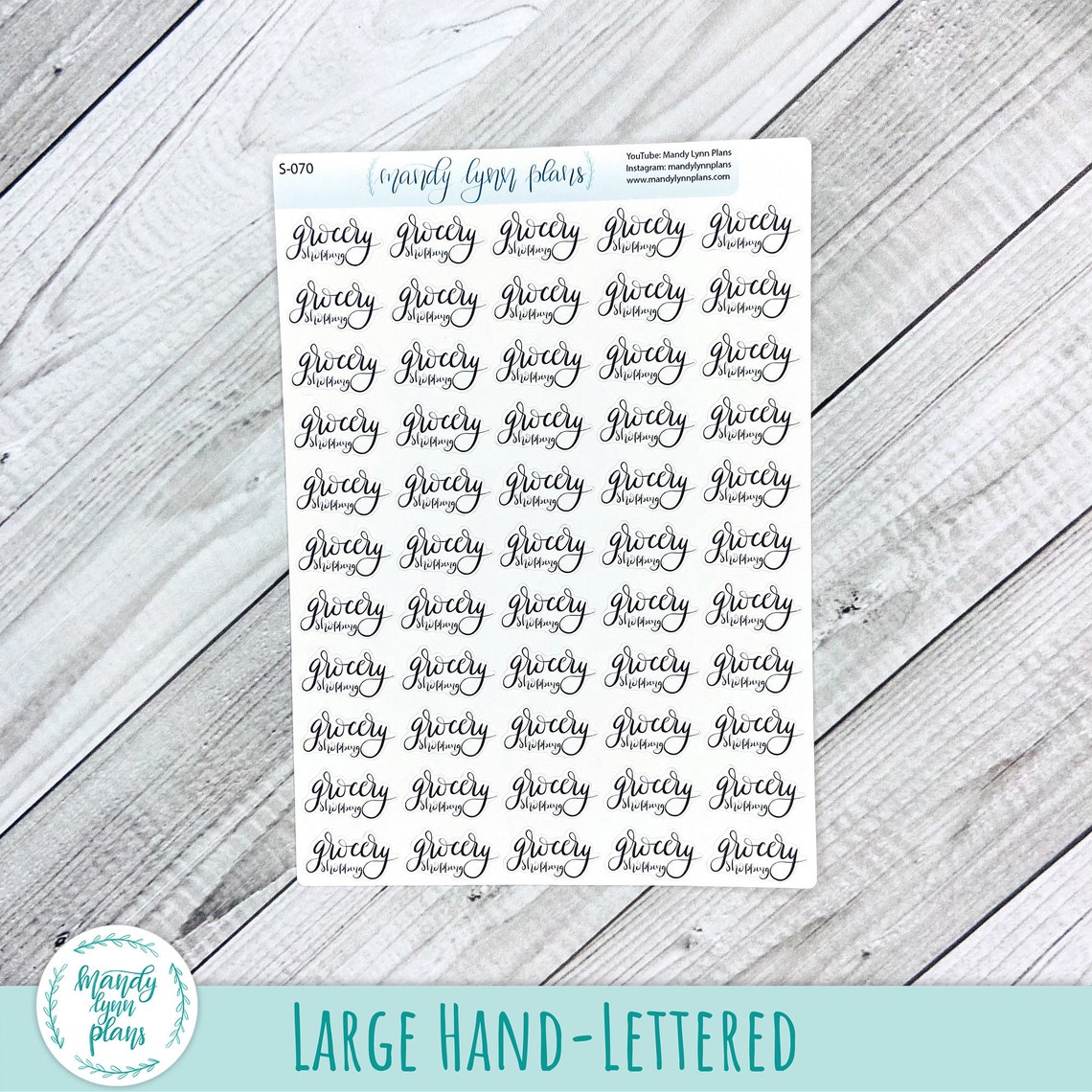 Grocery Shopping Script Stickers Removable White Matte or | Etsy