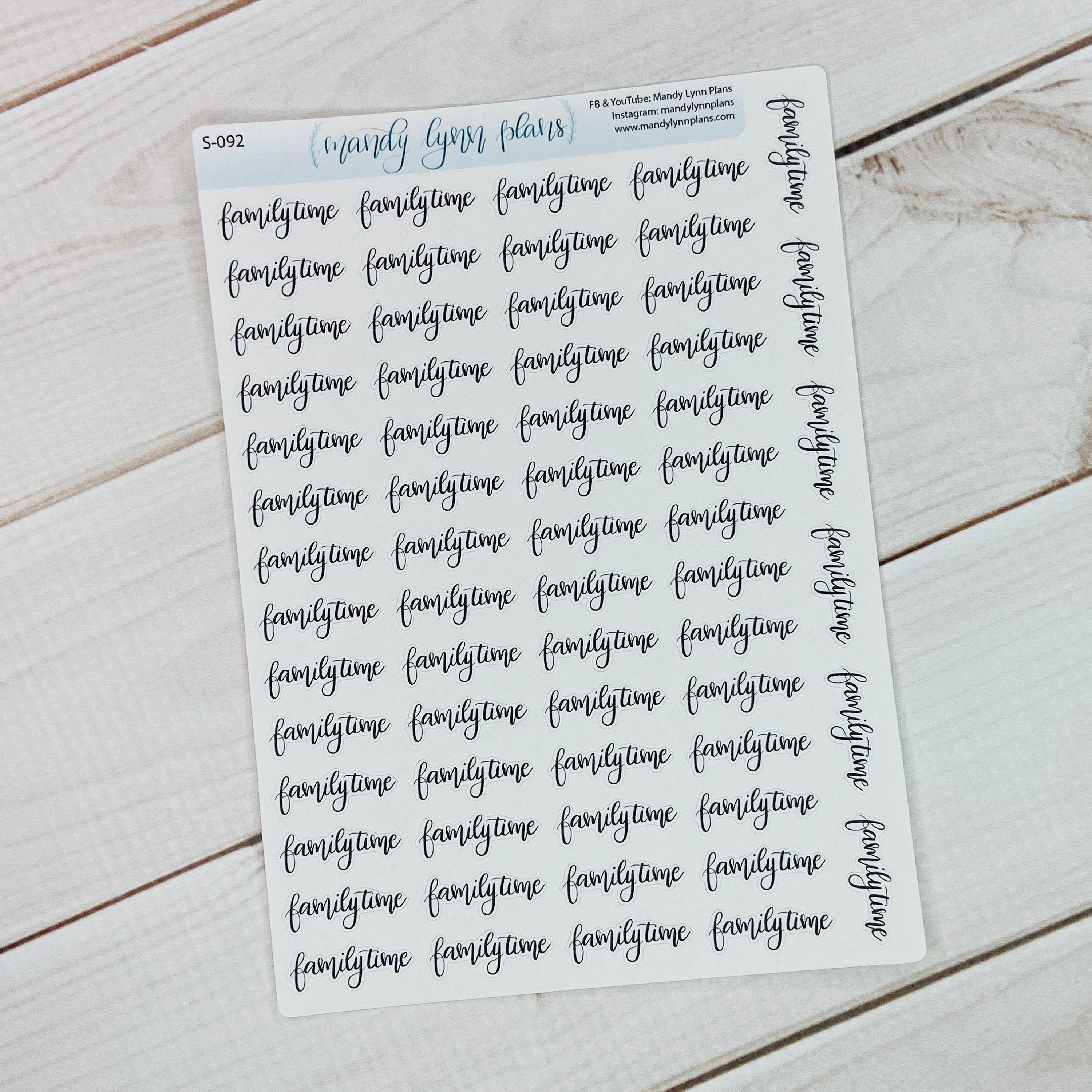 Family Time Script Stickers Removable White Matte or Clear | Etsy